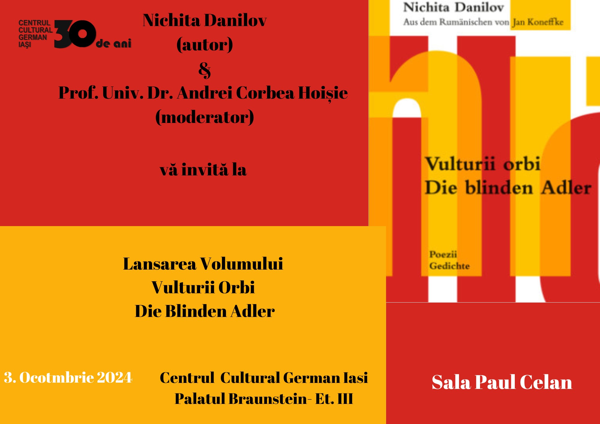 Volumul bilingv – Vulturii orbi/ Die blinden Adler, de Nichita Danilov ...